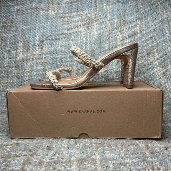 Kaanas | Shoes | Kaanas Ariana Braided Heeled Sandals In Champagne Croc ...